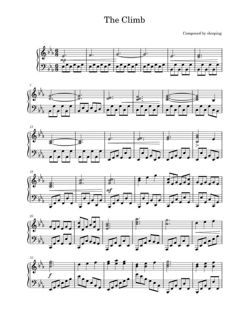 The Climb [Original Composition] Sheet music for Piano (Solo ...