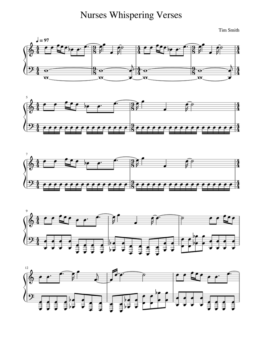 Nurses Whispering Verses – Cardiacs Sheet music for Piano (Solo ...