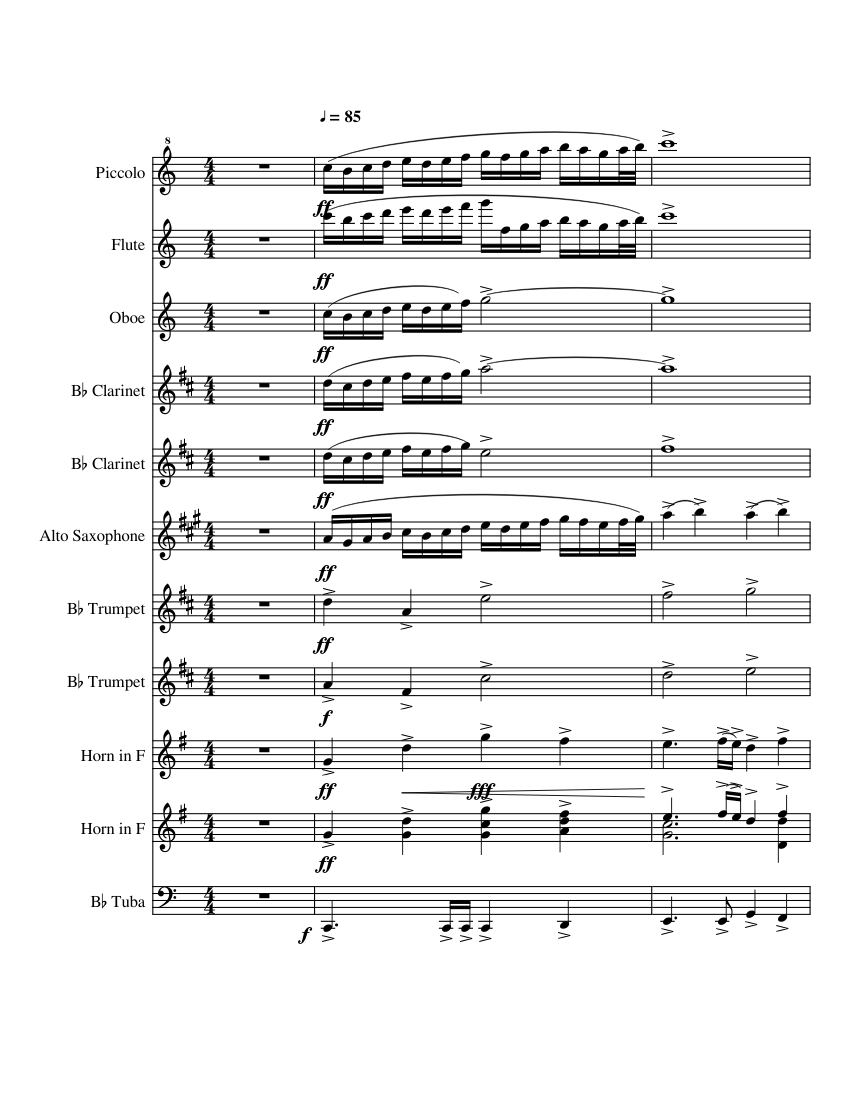 Exciting Adventure Sheet music for Tuba, Flute piccolo, Flute, Oboe ...