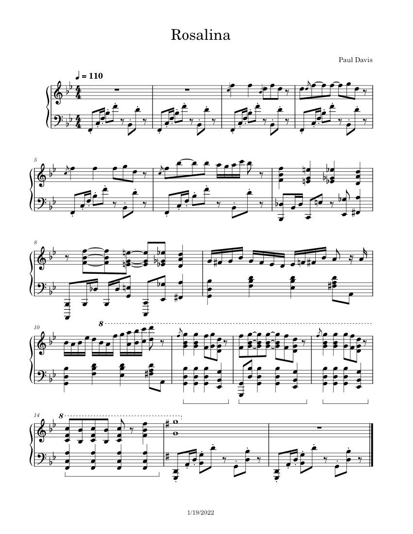 Rosalina [Initial Draft] Sheet music for Piano (Solo) | Musescore.com