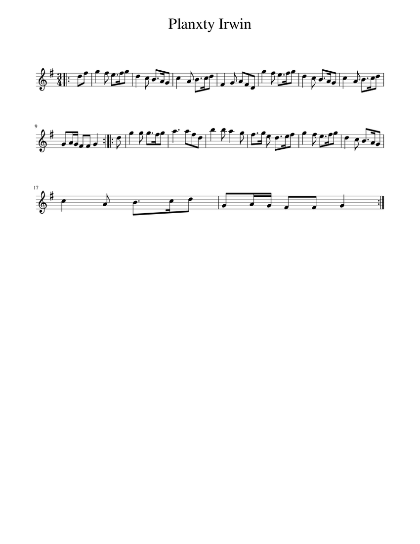 Planxty Irwin Sheet music for Piano (Solo) Easy | Musescore.com