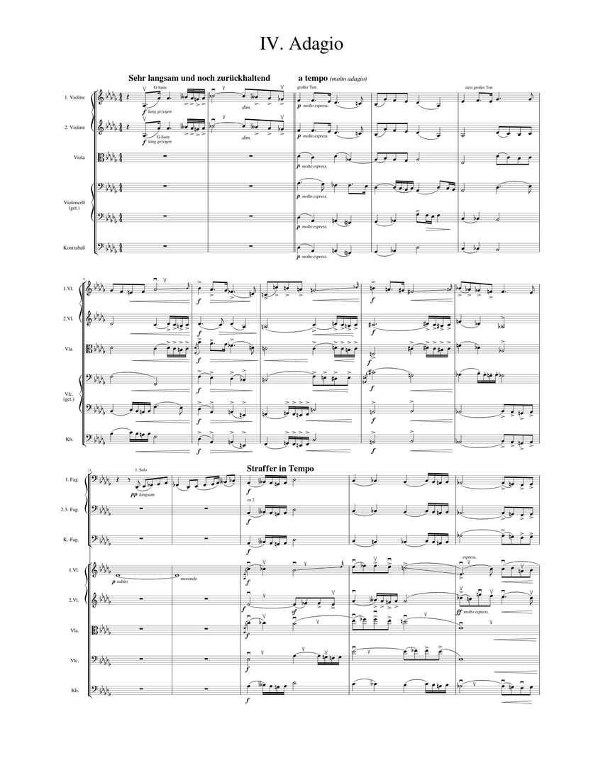 Mahler Symphony No. 9, 4th Movement Sheet Music for Trombone, Tuba ...