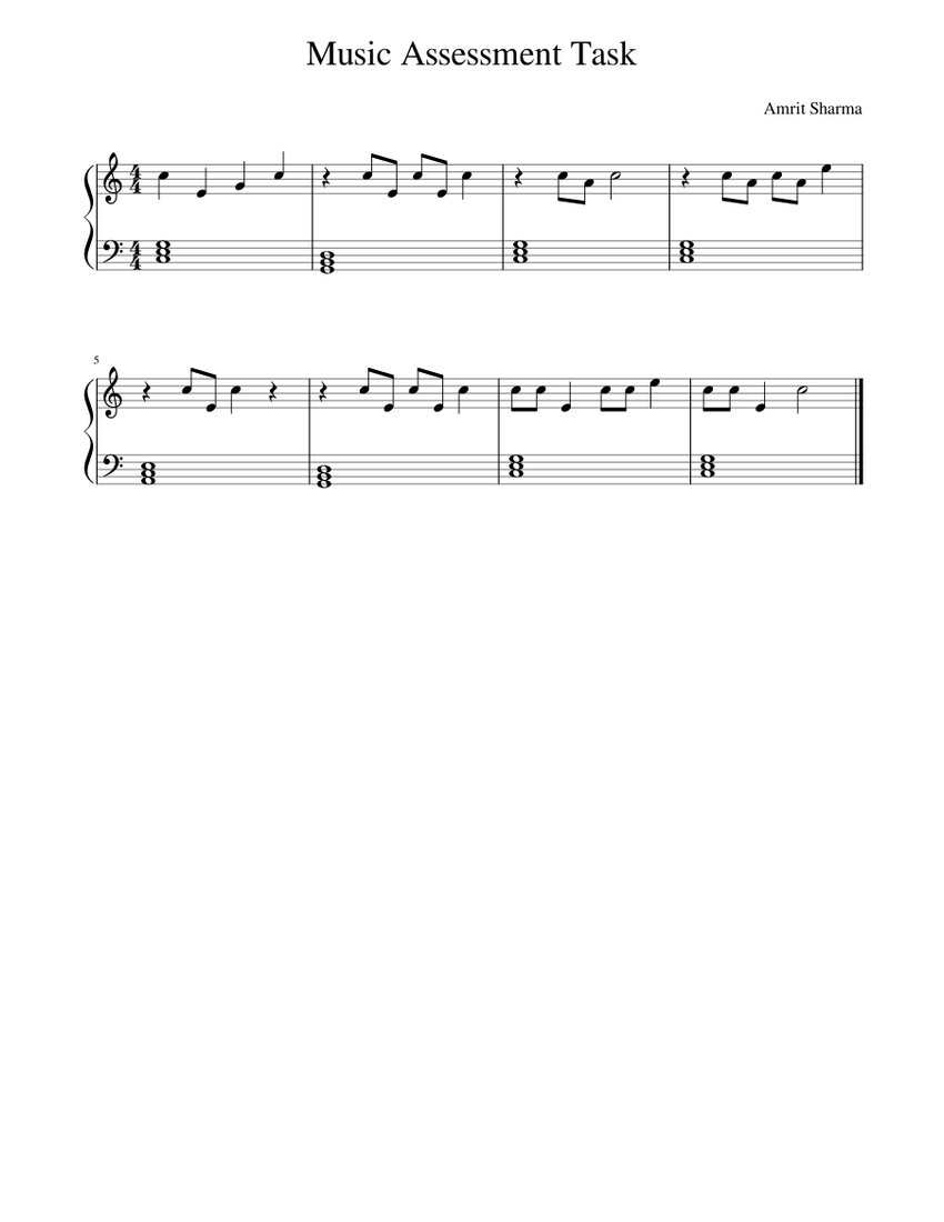 Music Assessment Task Sheet music for Piano (Solo) Easy | Musescore.com