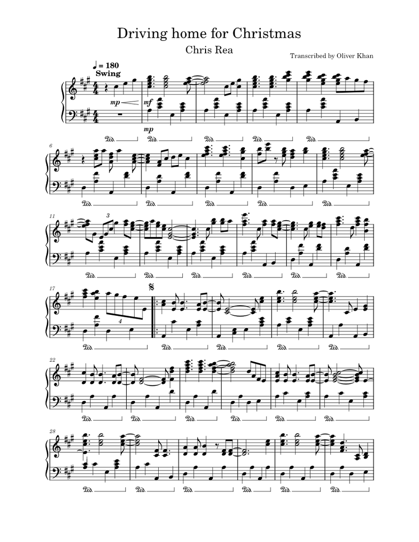 Driving home for christmas Sheet Music for Piano (Solo) | MuseScore.com