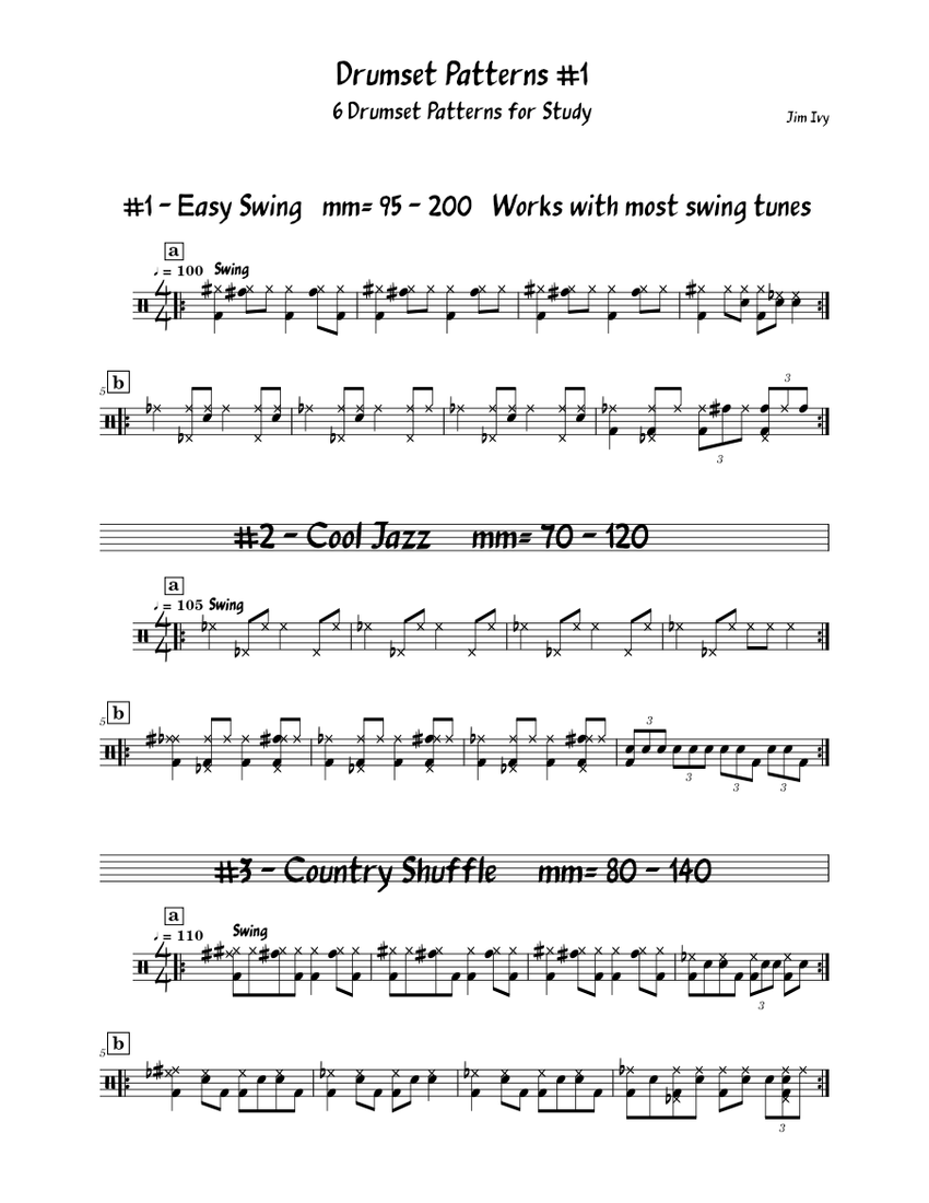 Drumset Patterns #1 Sheet Music for Drum group (Solo) | MuseScore.com