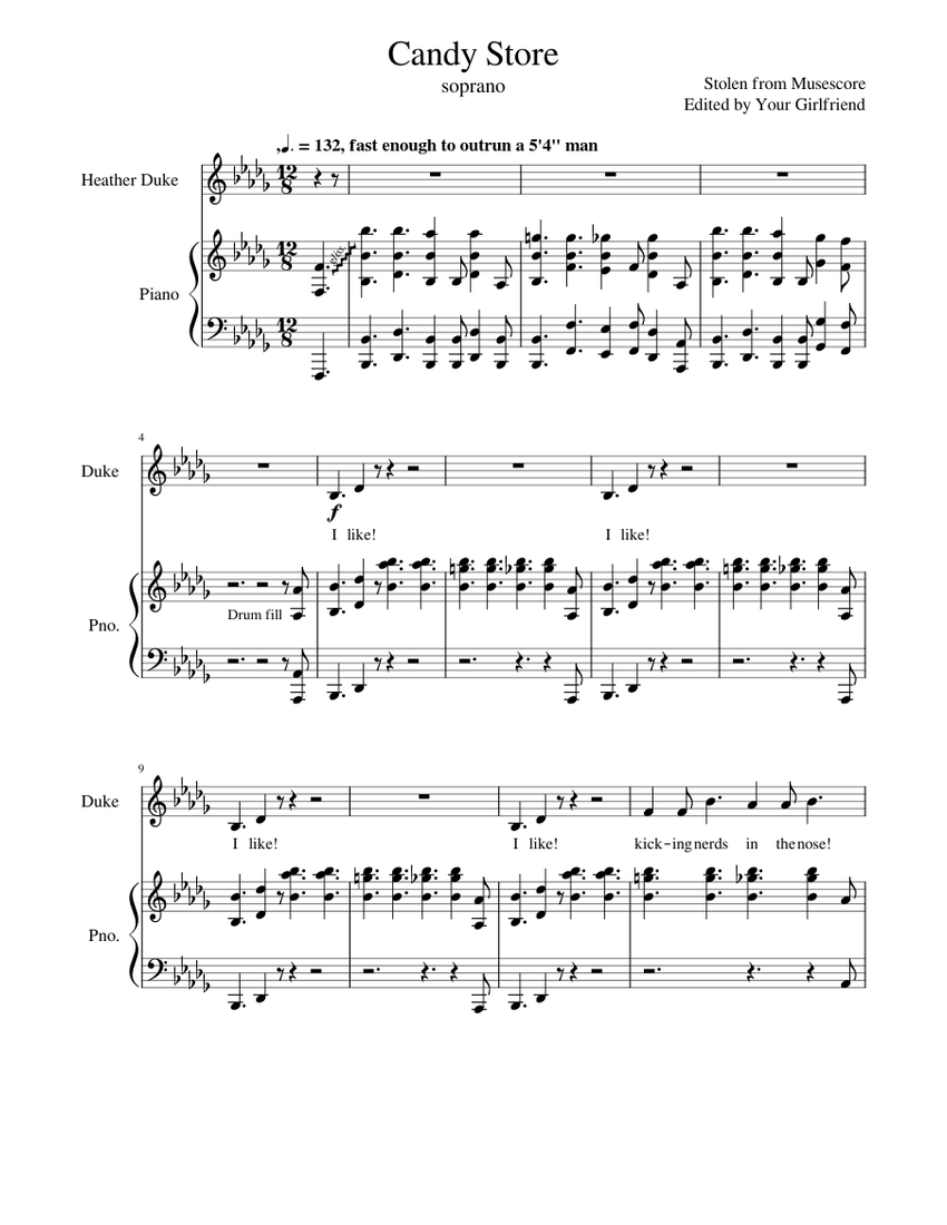 candy store soprano track Sheet music for Piano, Vocals (Solo ...