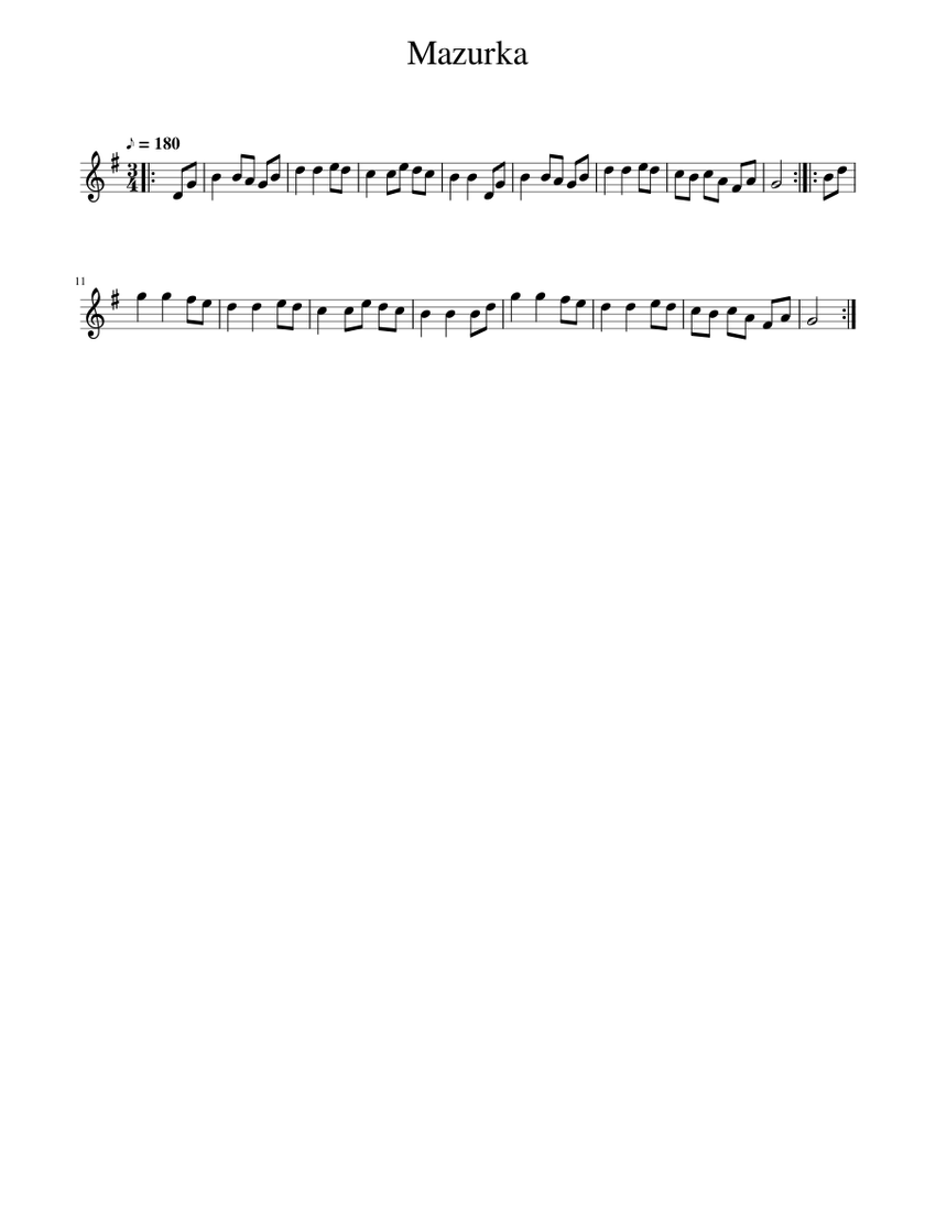 Mazurka Sheet music for Piano (Solo) Easy | Musescore.com