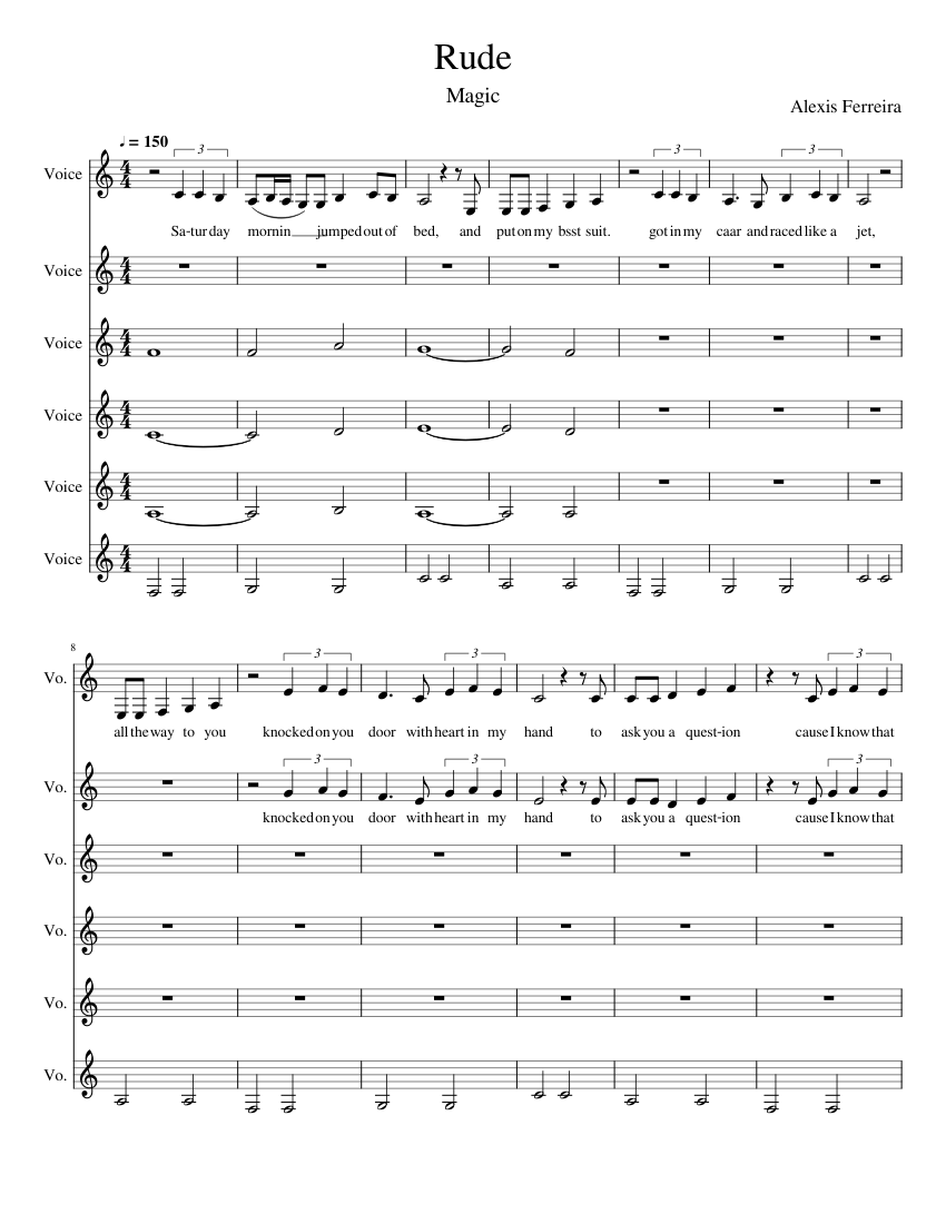 Rude Sheet Music for Vocals (Choral) | MuseScore.com