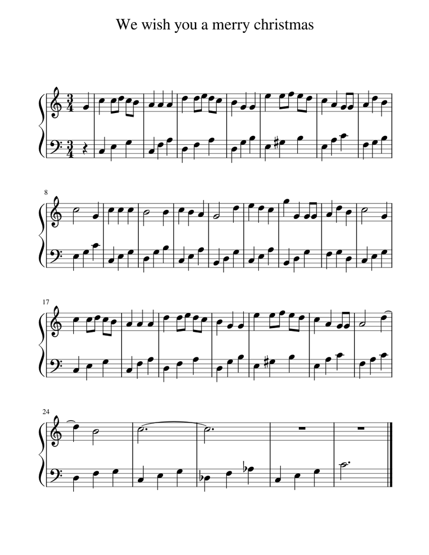We wish you a merry christmas Sheet music for Piano (Solo) Easy ...