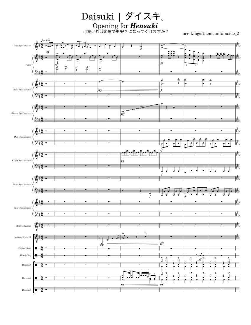 Daisuki | Hensuki OP – Ayaka Ōhashi Sheet Music for Piano, Guitar, Bass ...