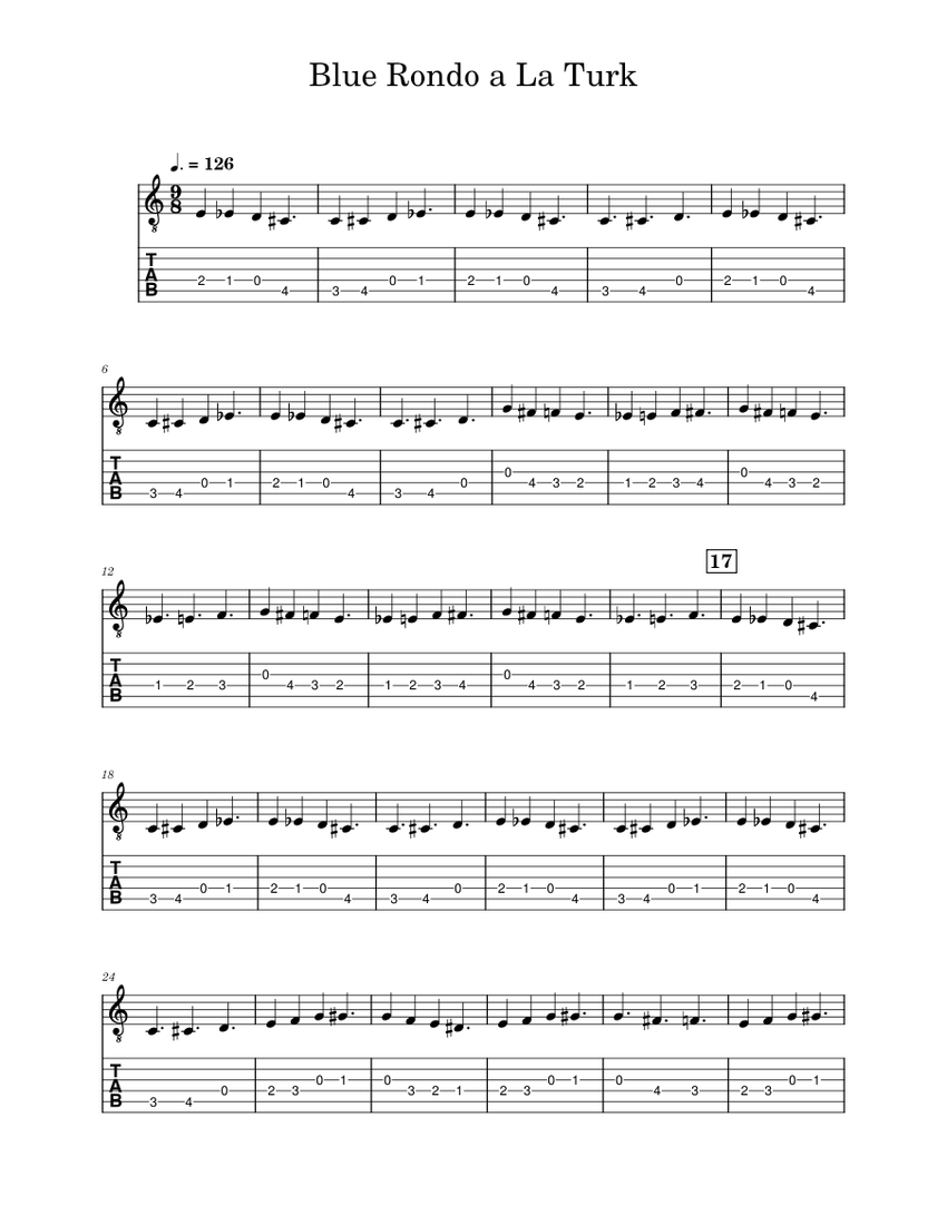 Blue_Rondo_a_La_Turk Sheet music for Guitar (Solo) | Musescore.com