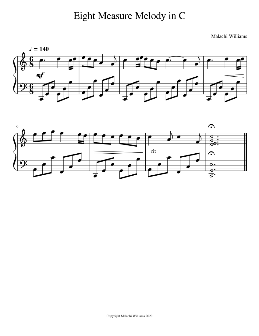 Eight Measure Melody in C Sheet music for Piano (Solo) Easy | Musescore.com