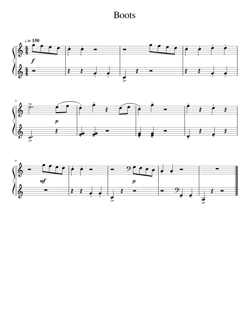 Boots Sheet music for Piano (Solo) | Musescore.com