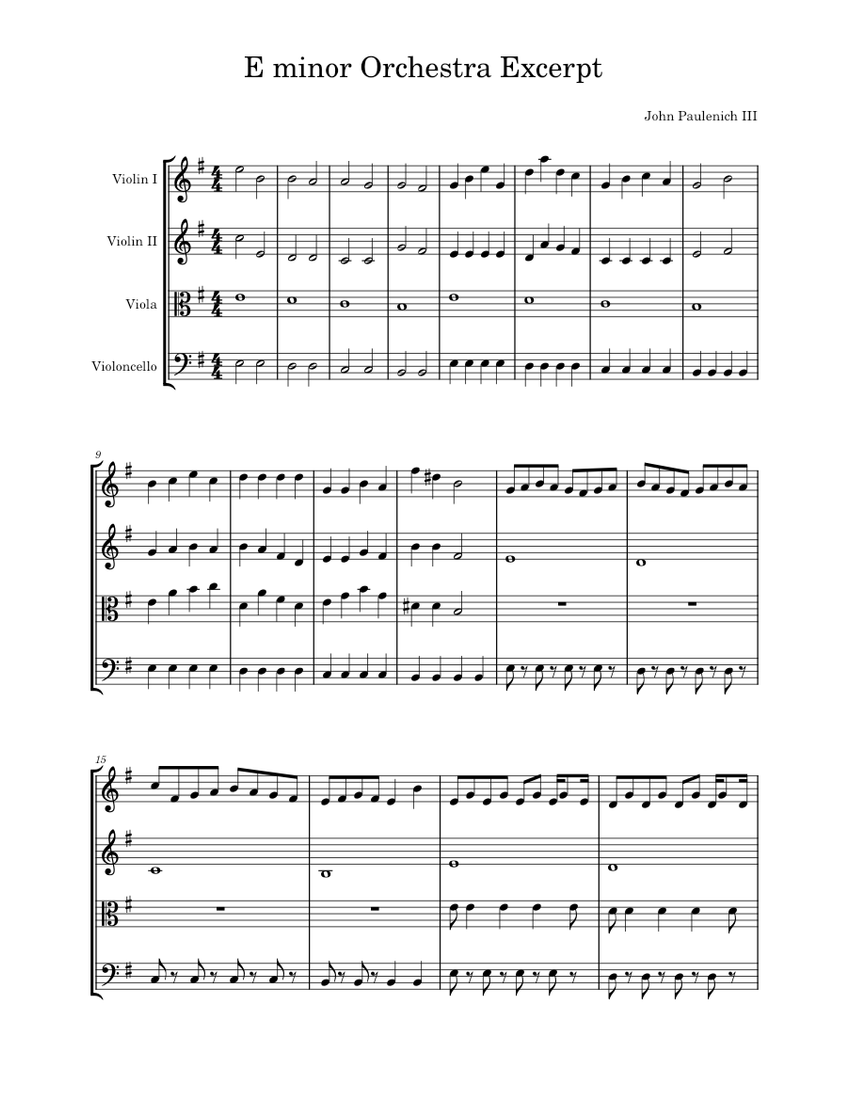 E_minor_Orchestra_Excerpt Sheet Music for Violin, Viola, Cello (String ...