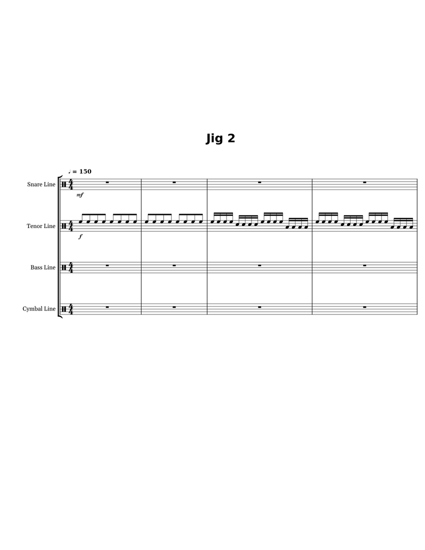 Jig_2 Sheet Music for Snare drum, Crash, Tenor drum, Bass drum ...