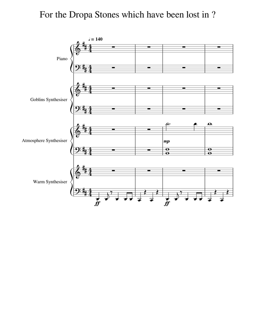 The Dropa Stones Sheet music for Piano, Synthesizer (Mixed Quartet ...