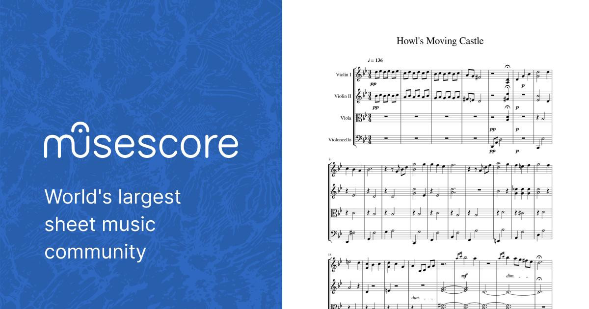 Howl's Moving Castle Sheet Music for Violin, Viola, Cello (String ...