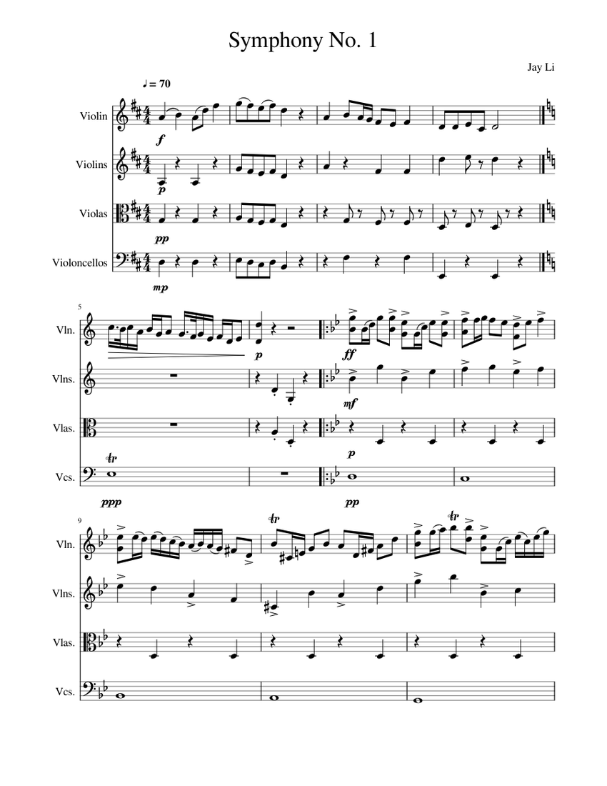 Symphony No. 1 Sheet music for Violin, Strings group (Symphony Orchestra) | Musescore.com