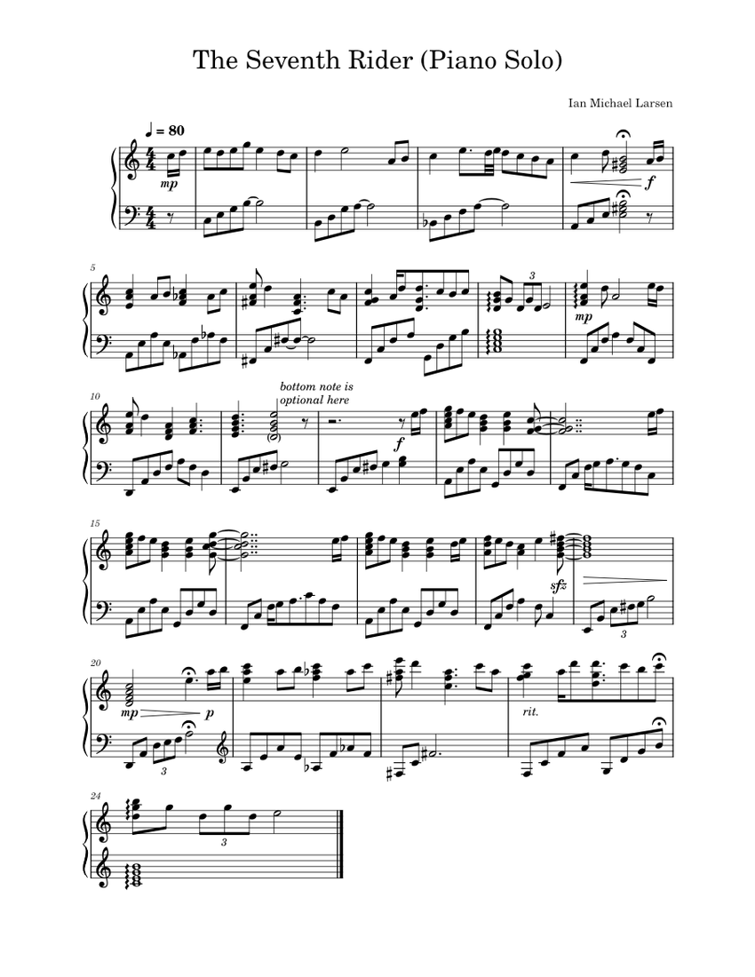 The Seventh Rider (Piano Solo) - Ian Larsen Sheet music for Piano (Solo ...