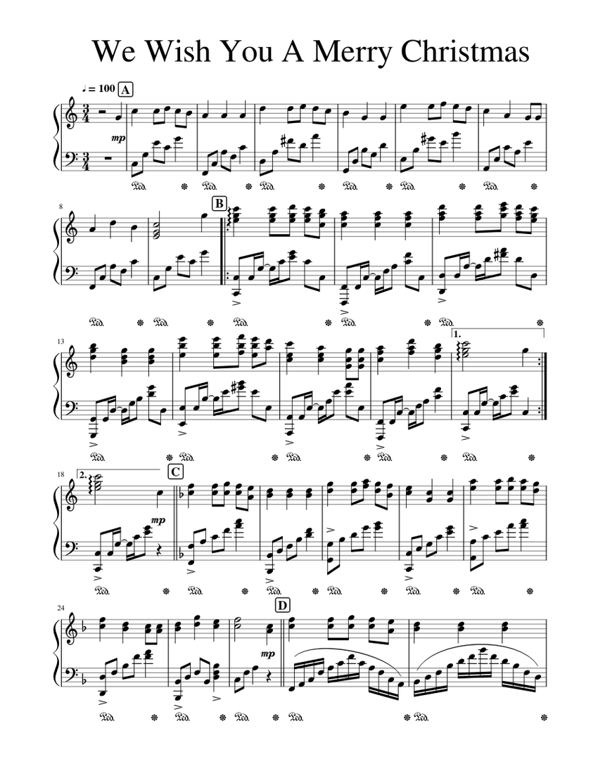 We Wish You A Merry Christmas Sheet music for Piano (Solo) | Musescore.com