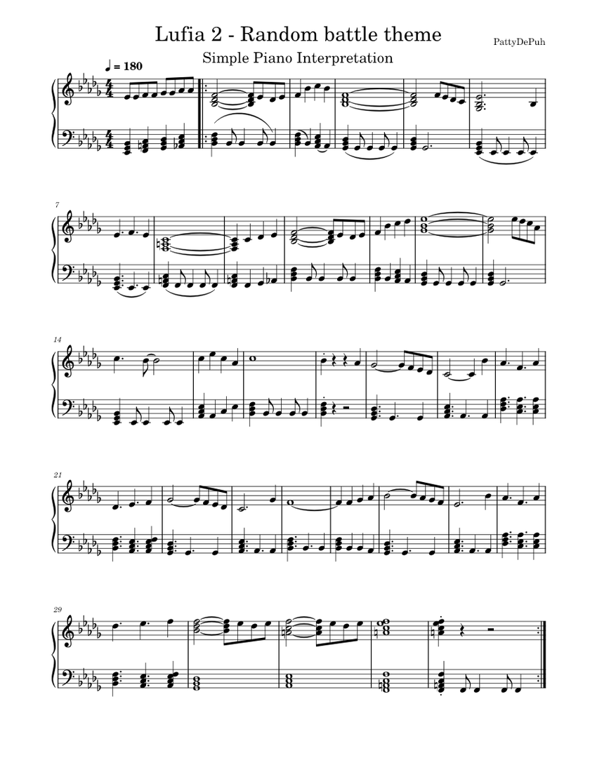 Lufia 2 - Battle Theme 1 – Misc Computer Games Sheet Music for Piano ...
