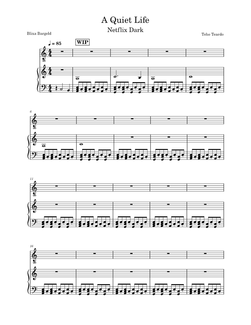 A Quiet Life Sheet Music for Piano, Vocals (Piano-Voice) | MuseScore.com