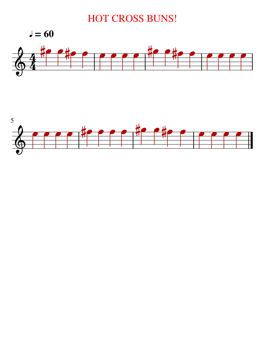 HOT CROSS BUNS! Sheet Music for Piano (Solo) easy | MuseScore.com