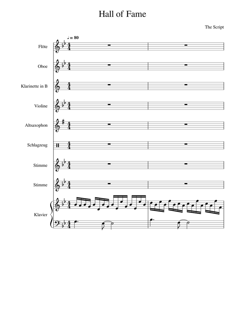 Hall of fame Sheet Music for Piano, Vocals, Flute, Oboe & more ...