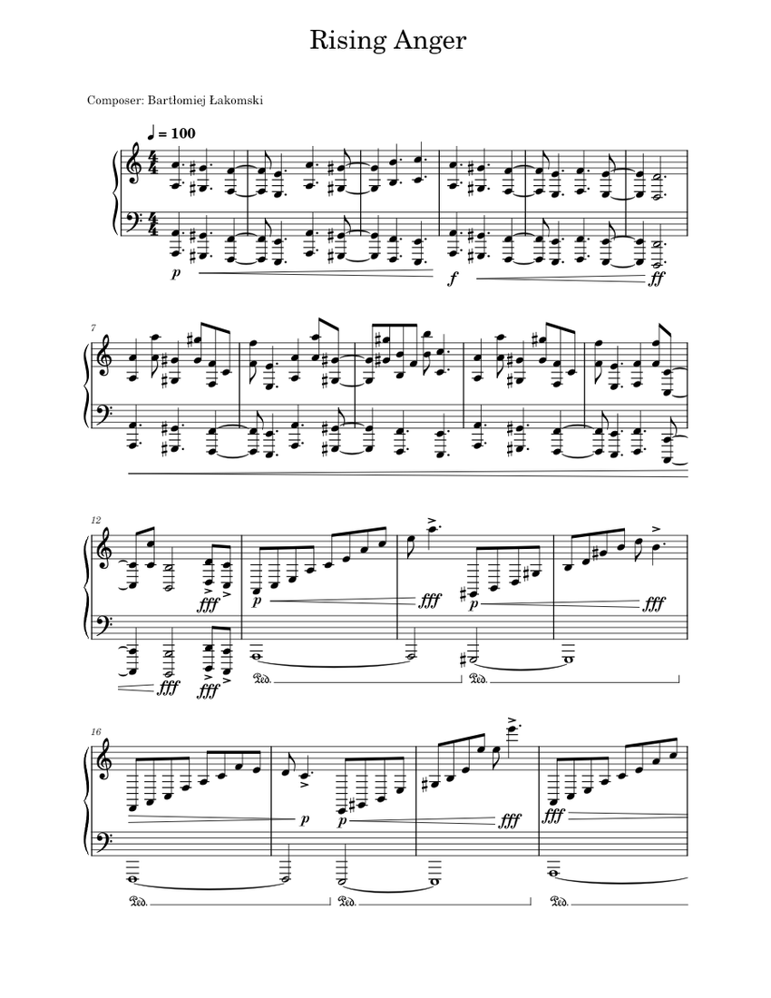 Rising Anger Sheet Music for Piano (Solo) | MuseScore.com