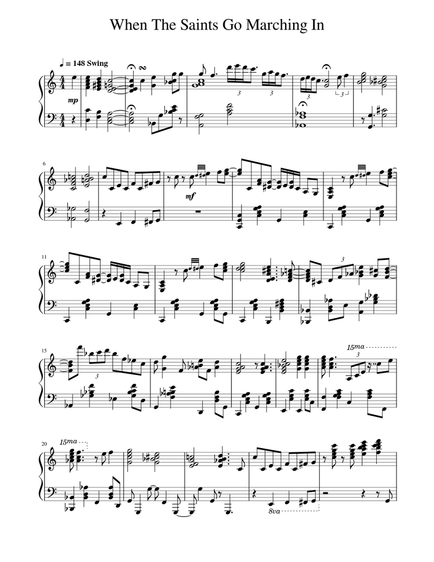 When The Saints Go Marching In – Louis Armstrong Sheet Music for Piano ...