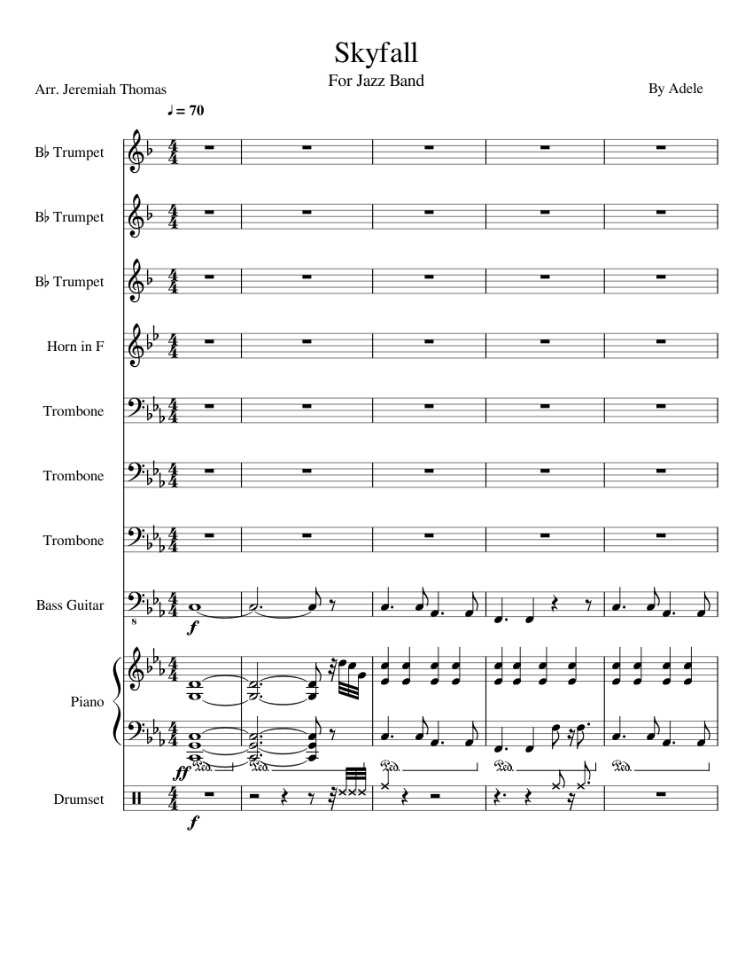 Skyfall - Jazz Band Sheet music for Piano, Trombone, Trumpet in b-flat ...