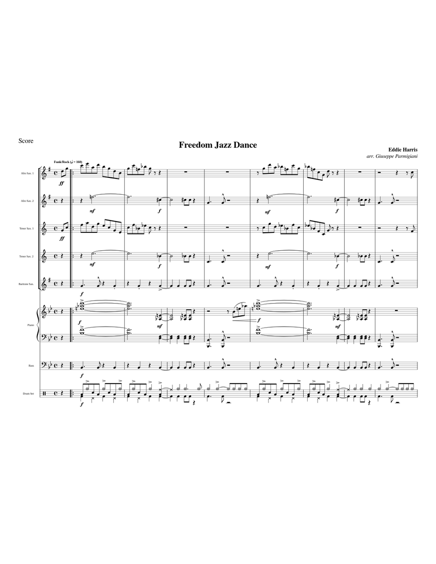 Freedom Jazz Dance (Sax Section) Sheet Music for Piano, Saxophone alto ...
