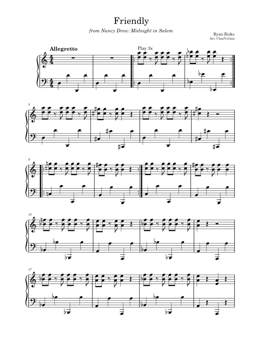 Friendly Sheet music for Piano (Solo) Easy | Musescore.com
