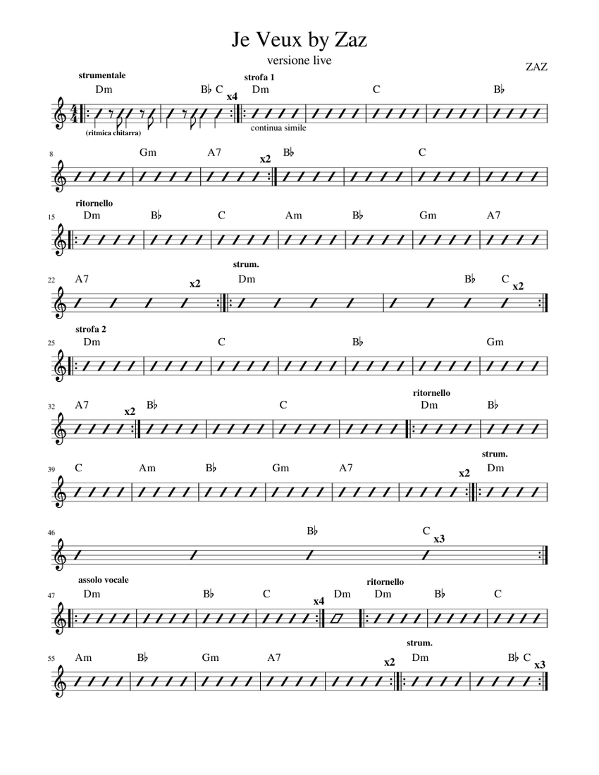 Je Veux by Zaz Sheet Music for Piano (Solo) Easy | MuseScore.com