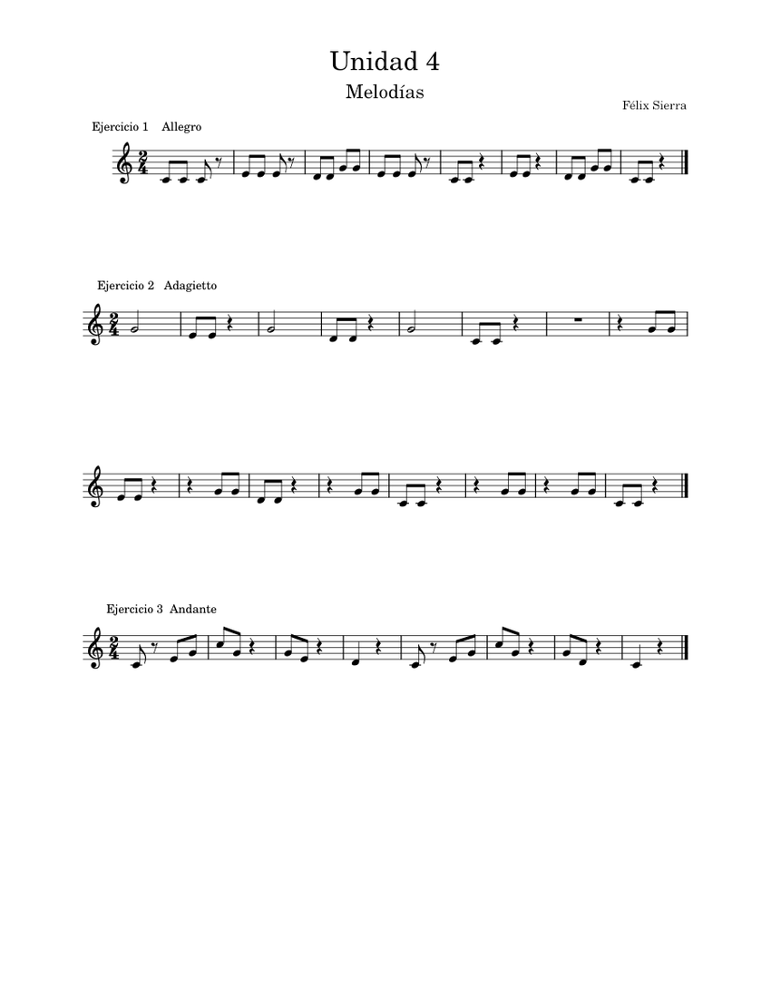 Unidad 4, melodías Sheet music for Piano (Solo) Easy | Musescore.com