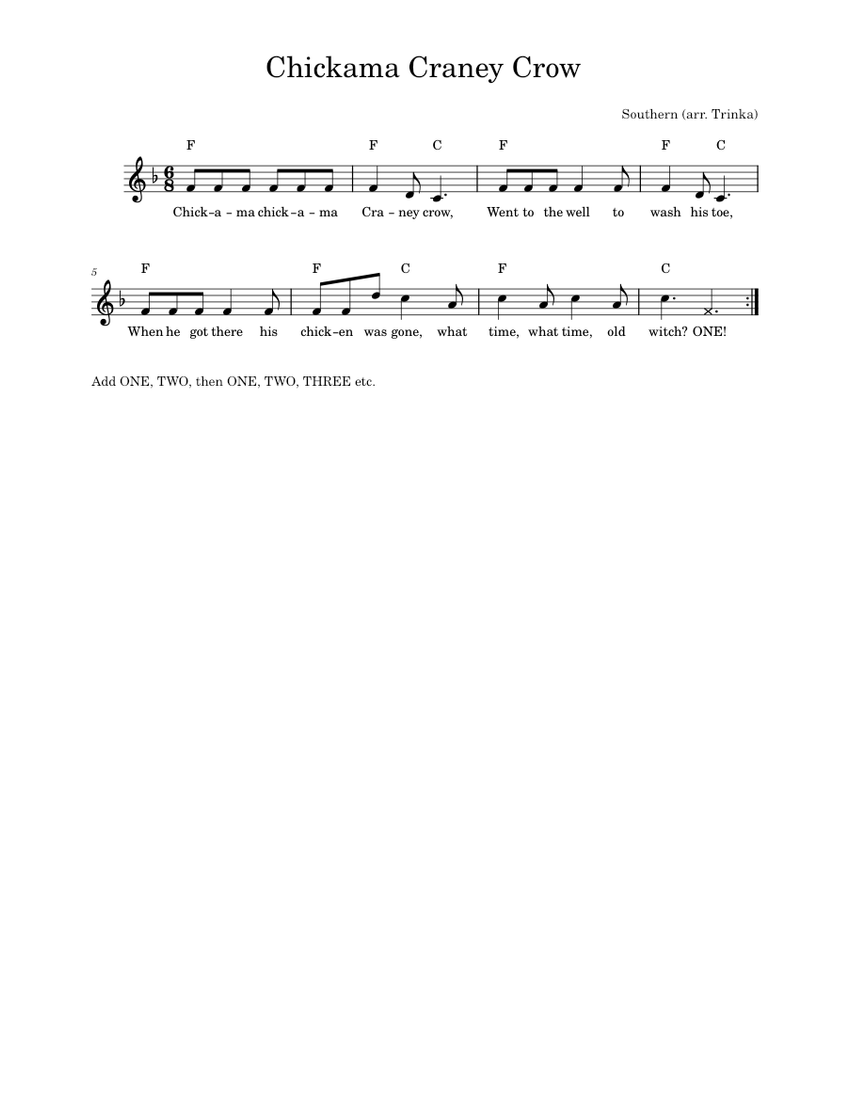 Chickama Craney Crow – Misc Traditional Sheet Music for Piano (Solo ...