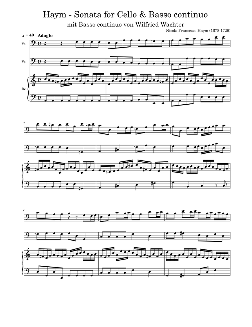 Haym_-_Sonata_for_Cello_&_Basso_continuo Sheet Music for Harpsichord ...