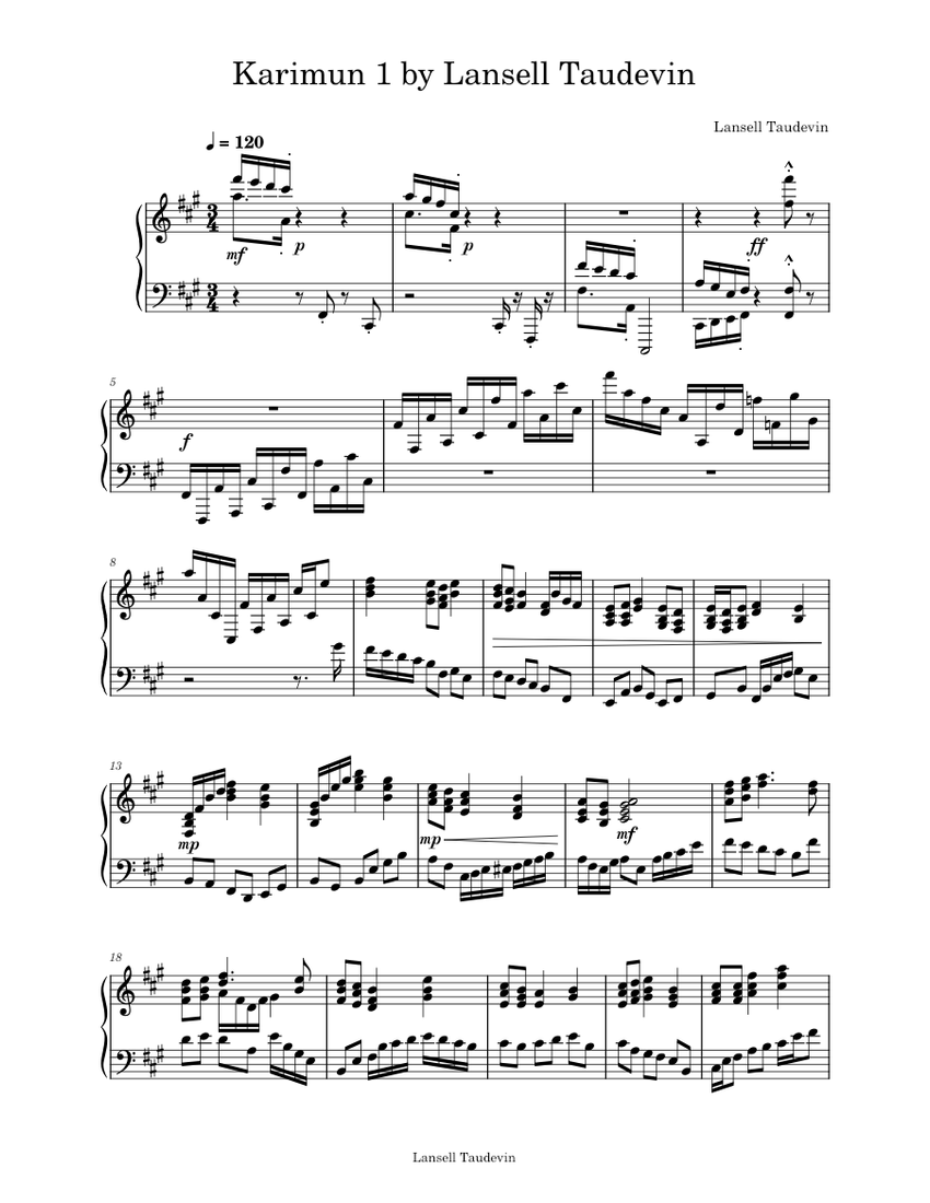 Karimun_1_by_Lansell_Taudevin Sheet Music for Piano (Solo) | MuseScore.com