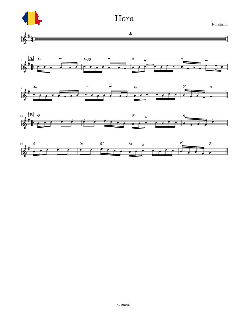 Hora Sheet Music with Chords for Recorder (Concert Band) | MuseScore.com