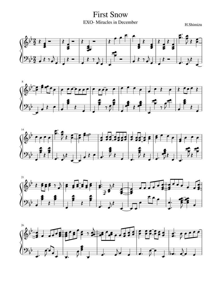 First Snow Sheet Music for Piano (Solo) | MuseScore.com