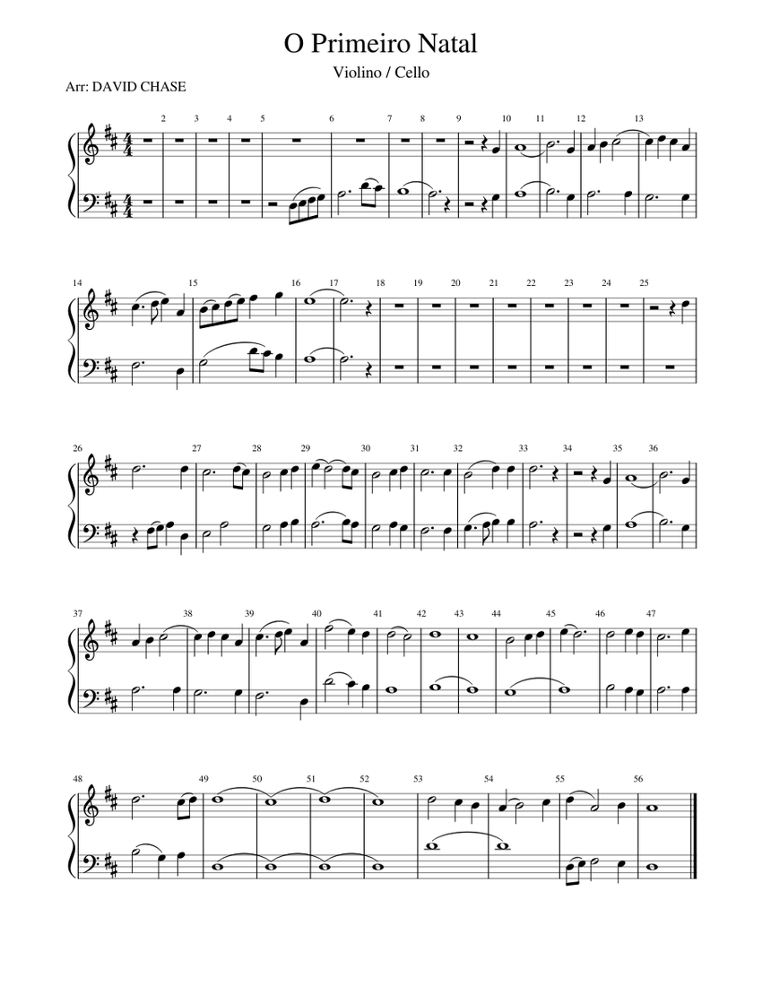 O Primeiro Natal- Violino - Cello Sheet music for Piano (Solo) Easy ...