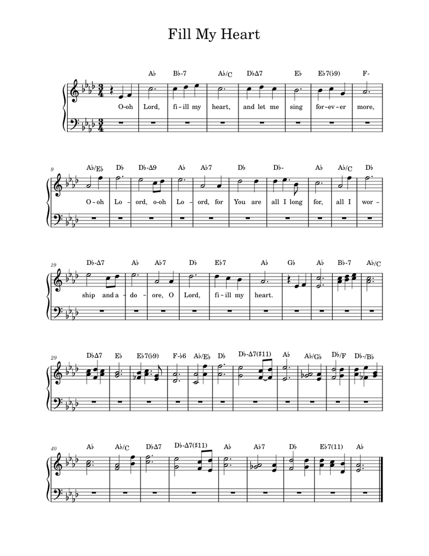 Fill My Heart Sheet Music for Piano (Solo) Easy | MuseScore.com