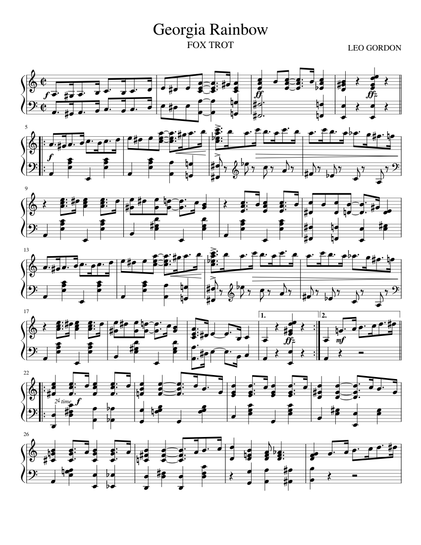 Georgia Rainbow (1916) Sheet music for Piano (Solo) | Musescore.com