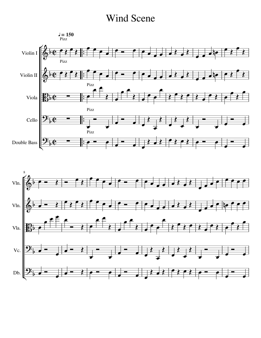 Wind Scene Sheet Music for Contrabass, Violin, Viola, Cello (String ...