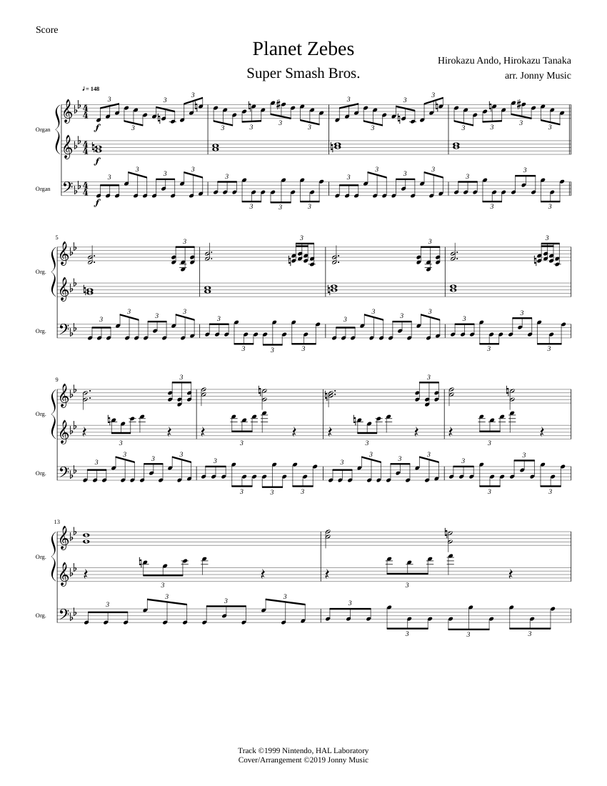 Planet Zebes Super Smash Bros. Organ Cover Sheet music for Organ (Solo ...