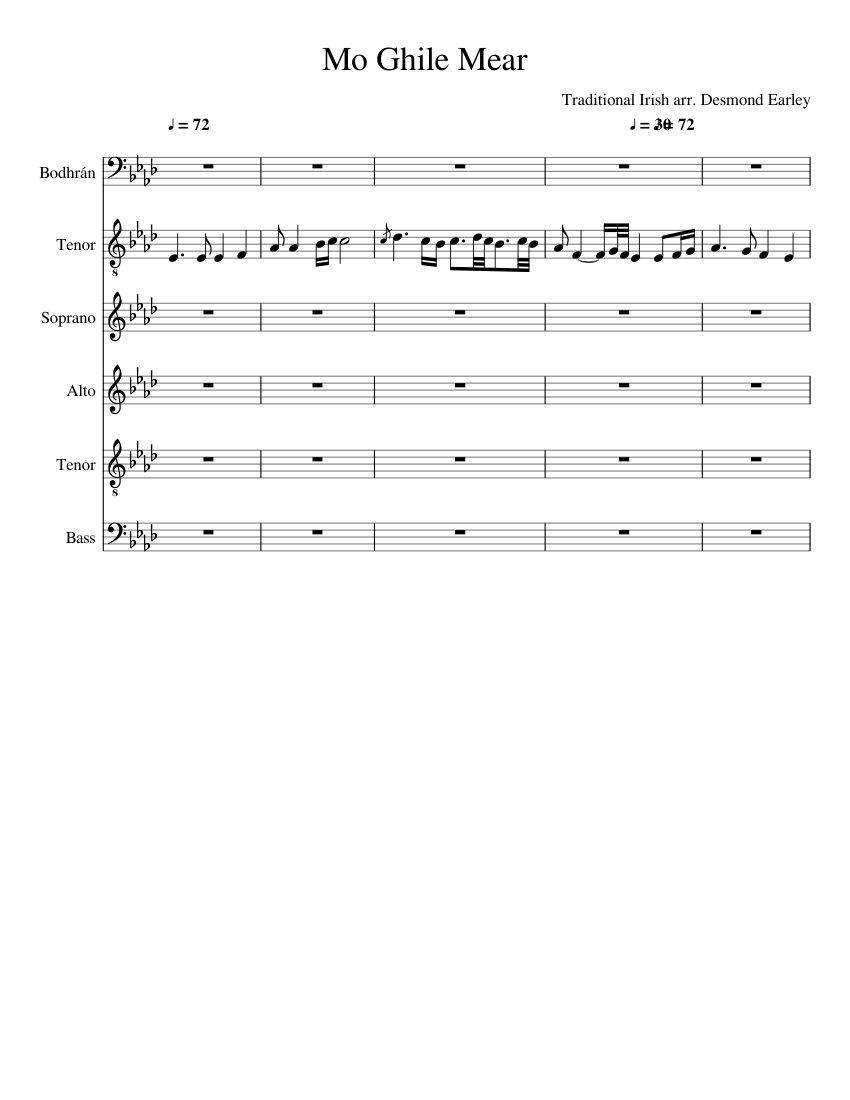 Mo Ghile Mear (My Gallant Hero) SATB Sheet Music for Soprano, Alto ...