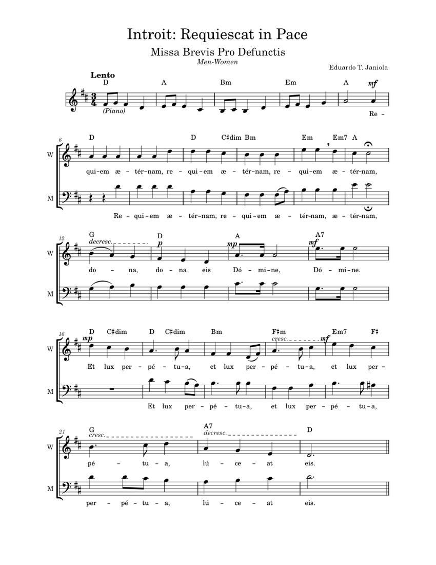 Introit: Requiescat in Pace - Janiola Sheet music for Female, Male ...