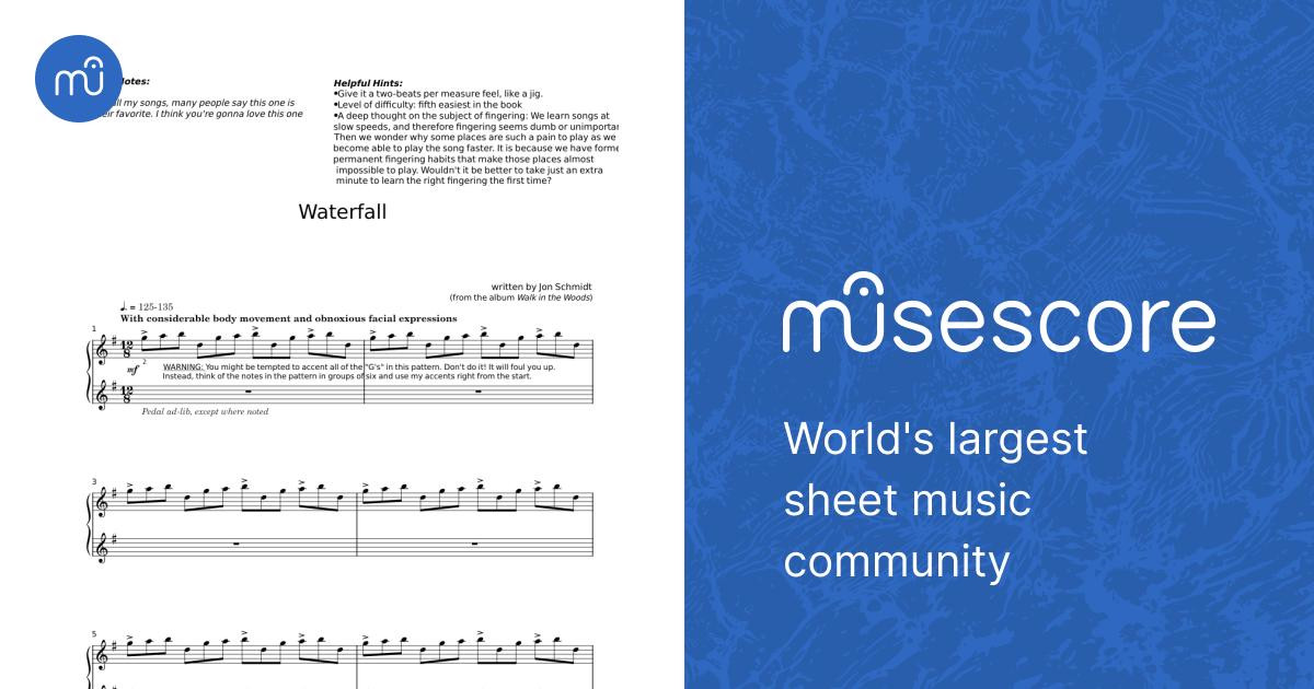 Waterfall - Jon Schmidt Sheet Music for Piano (Solo) | MuseScore.com