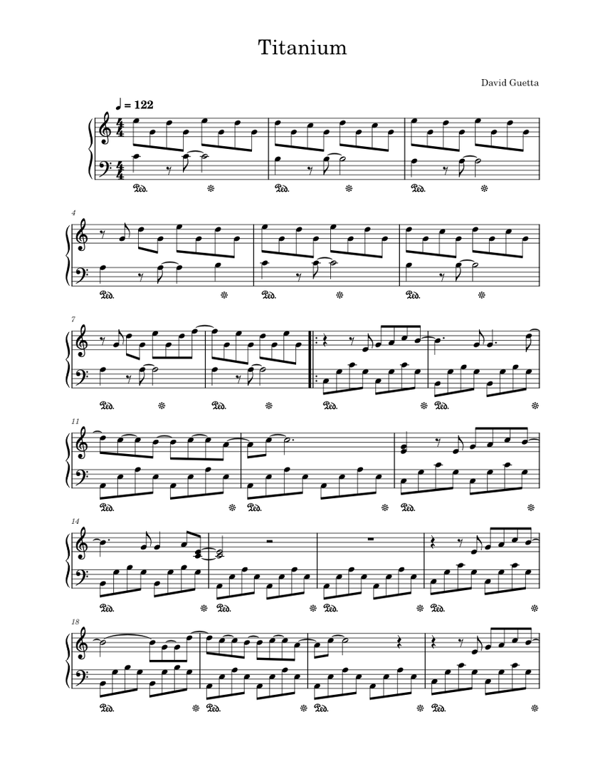 Titanium – David Guetta ft. Sia Sheet music for Piano (Solo) Easy | Musescore.com