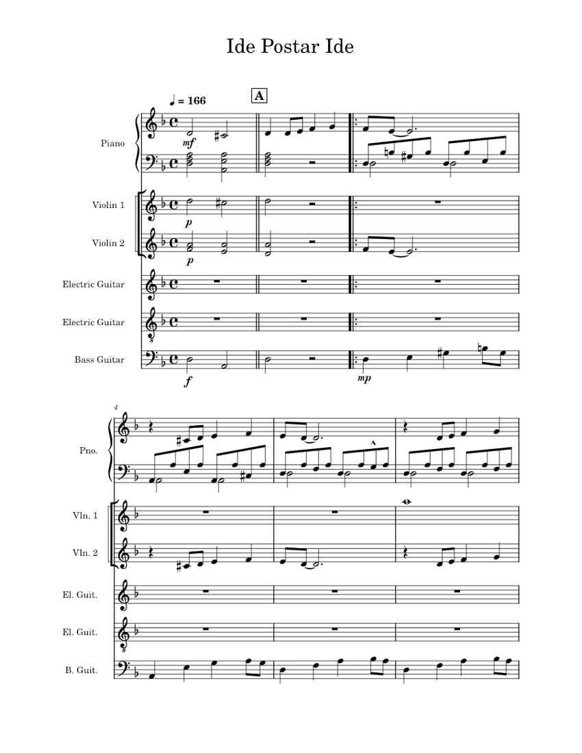 Ide Postar Ide Sheet music for Piano, Violin, Guitar, Bass guitar ...